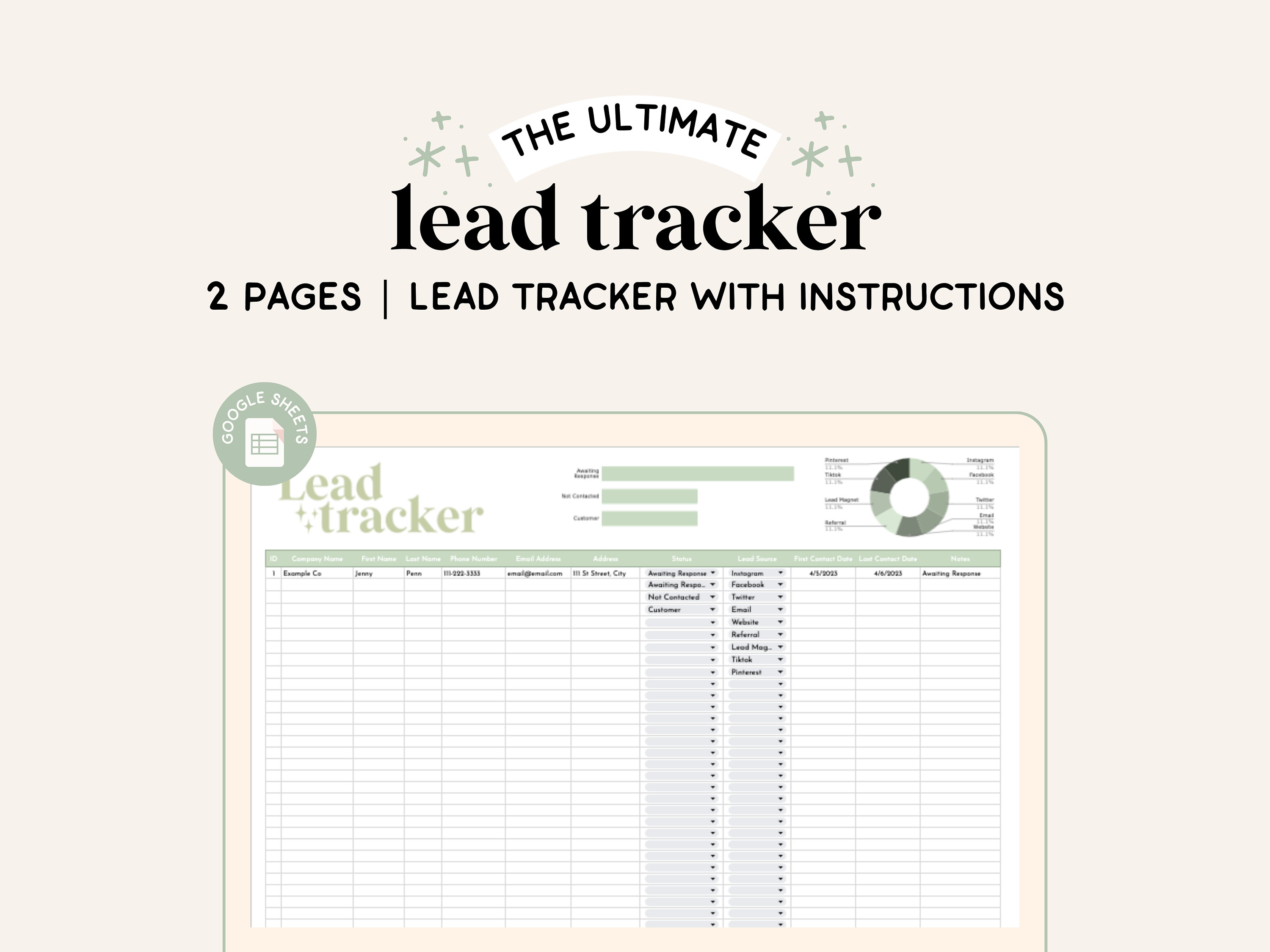 Lead Tracker Spreadsheet | Google Sheets | Client Sales Tracker | Lead ...