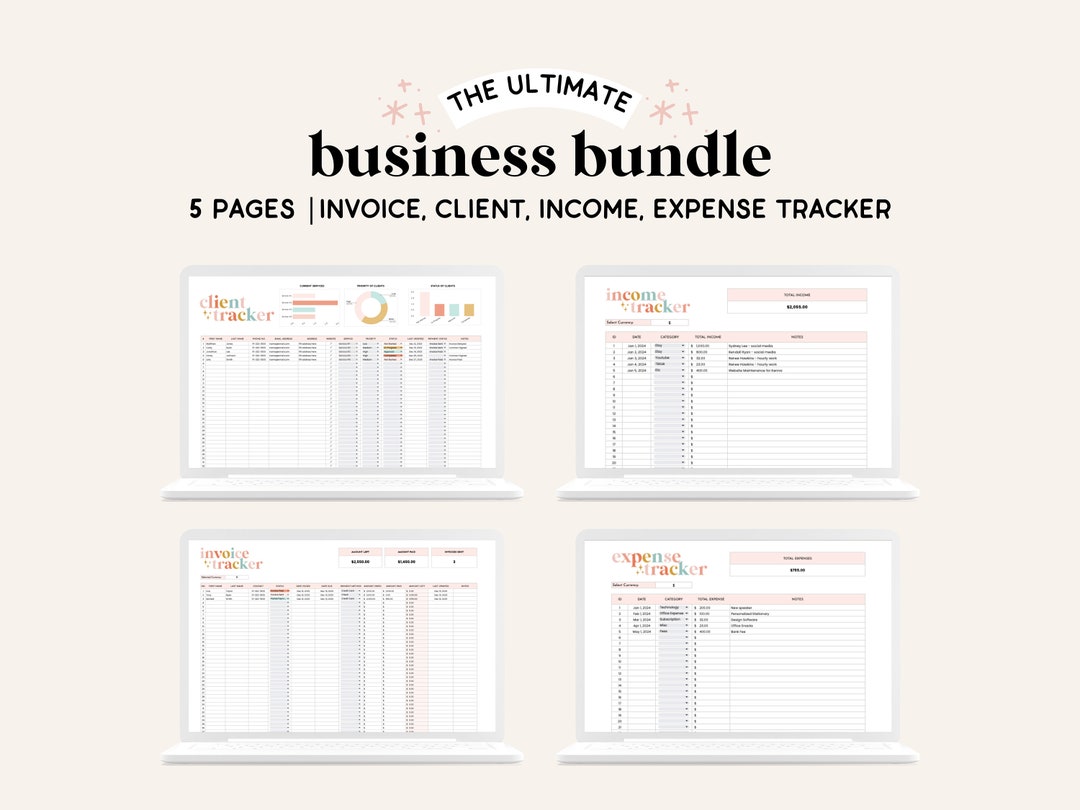 All-in-one Business Spreadsheet | Income Tracker | Expense Tracker ...