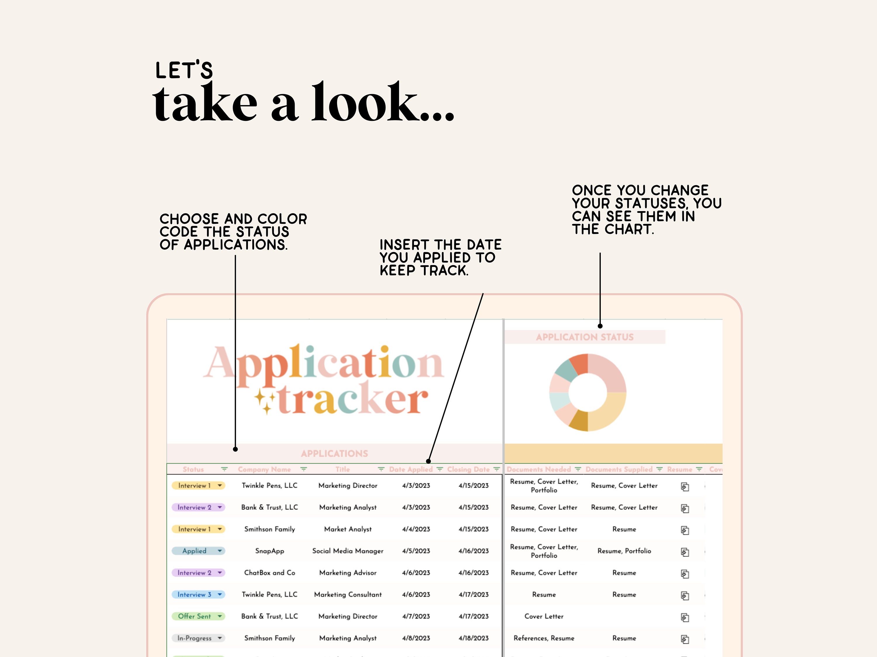 Internship Application Tracker Spreadsheet | Google Sheets | Job ...