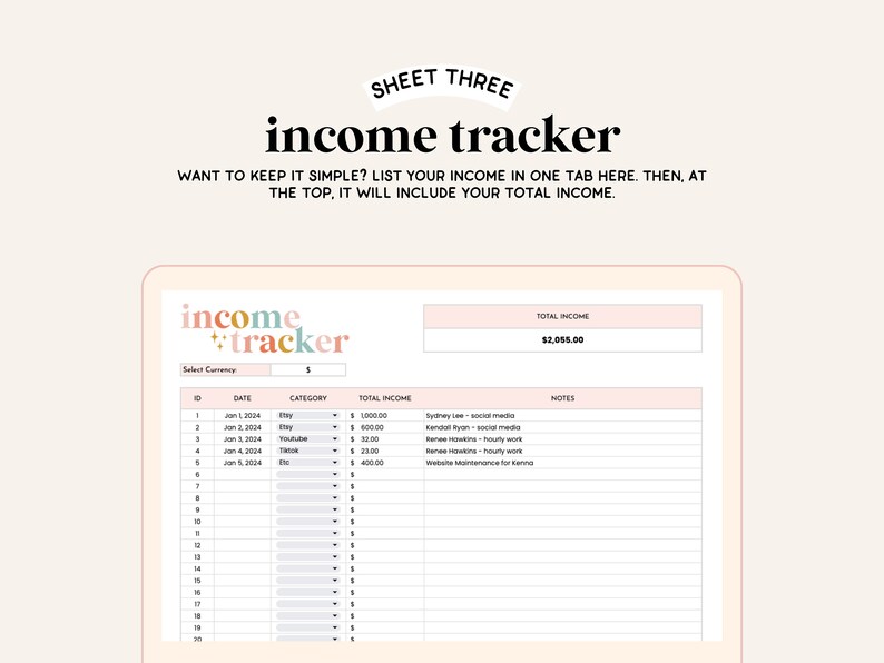 All-in-one Business Spreadsheet | Income Tracker | Expense Tracker ...