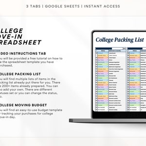 College Move in Checklist | College Move in Spreadsheet | Dorm ...