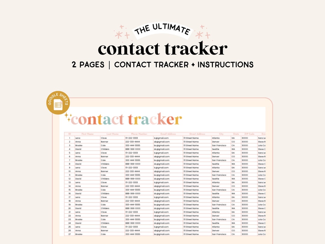 Contact List Template | Address Book List | Contact Information ...