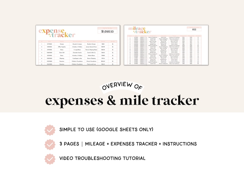 Expenses Spreadsheet | Google Sheets | Mile Tracker | Tax Deduction ...
