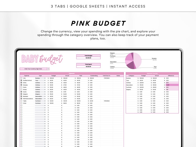 Baby Budget Spreadsheet | Google Spreadsheet Baby Budget Planner ...