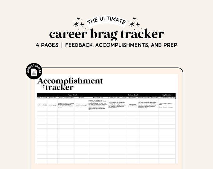 The Brag Book: Career Accomplishment Tracker for MS Excel, Google ...