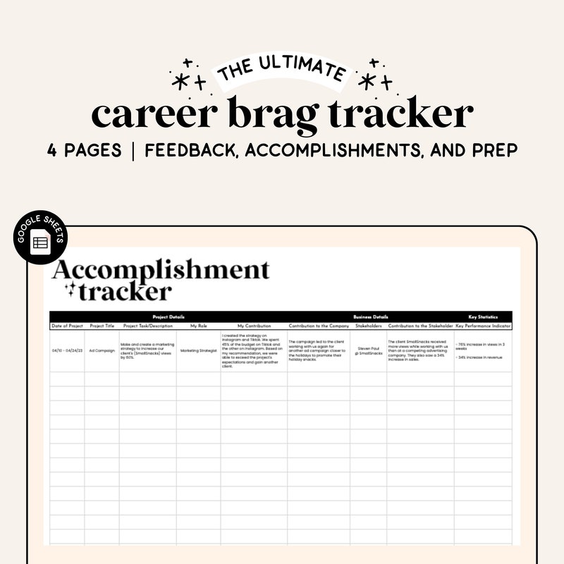 Task Tracker Work Accomplishment Spreadsheet - Etsy
