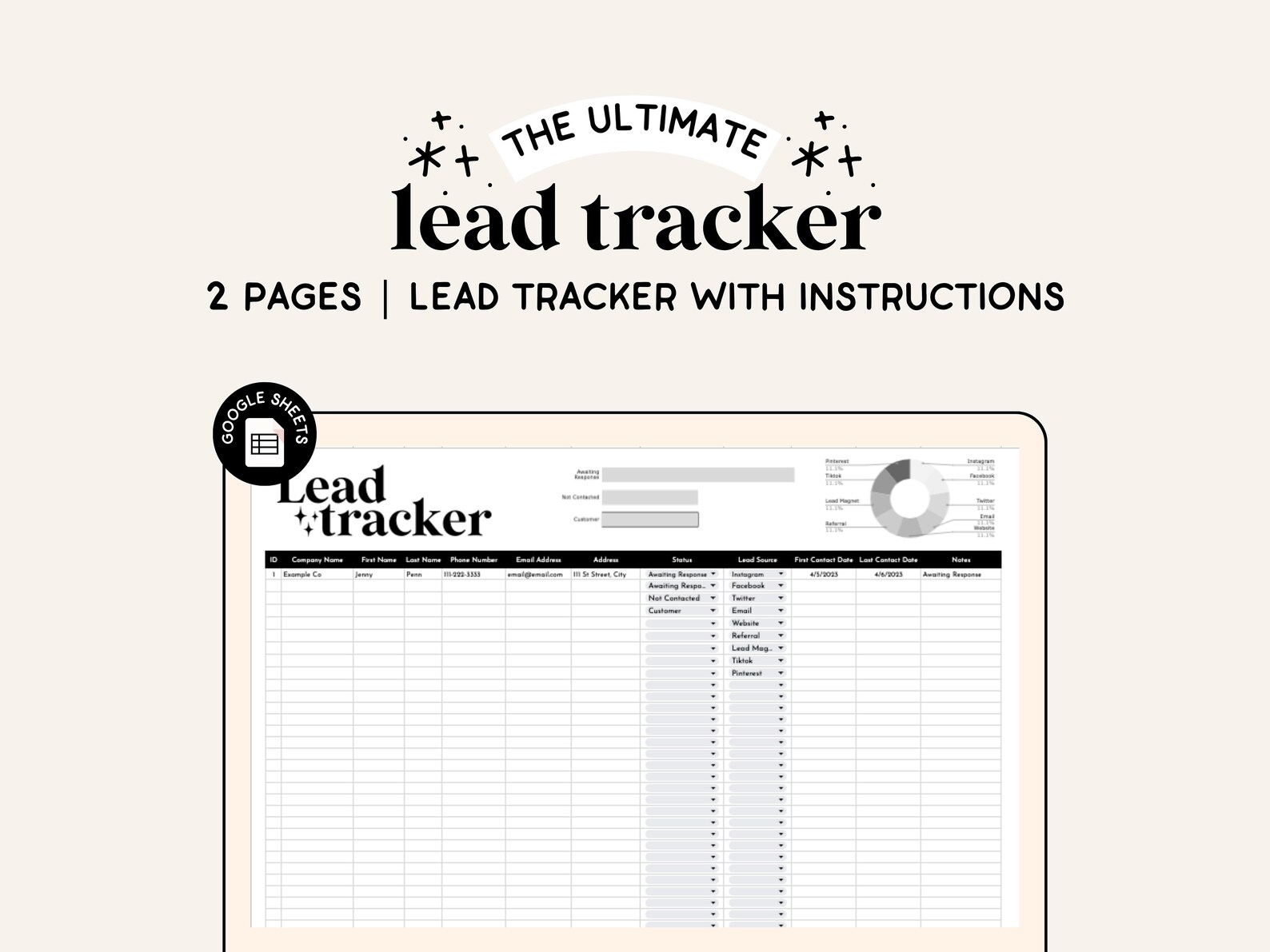 Lead Tracker Spreadsheet Google Sheets Client Sales Tracker Lead ...