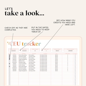 Continuing Education Spreadsheet | Google Sheets | CEU Tracker ...