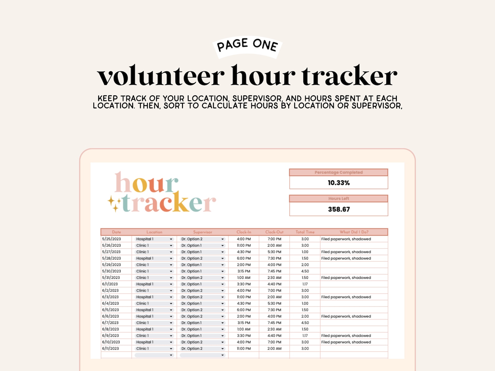 Shadowing Log Tracker | Clinical Supervision Hour Tracker | Internship ... Shadowing Log Tracker | Clinical Supervision Hour Tracker | Internship ...