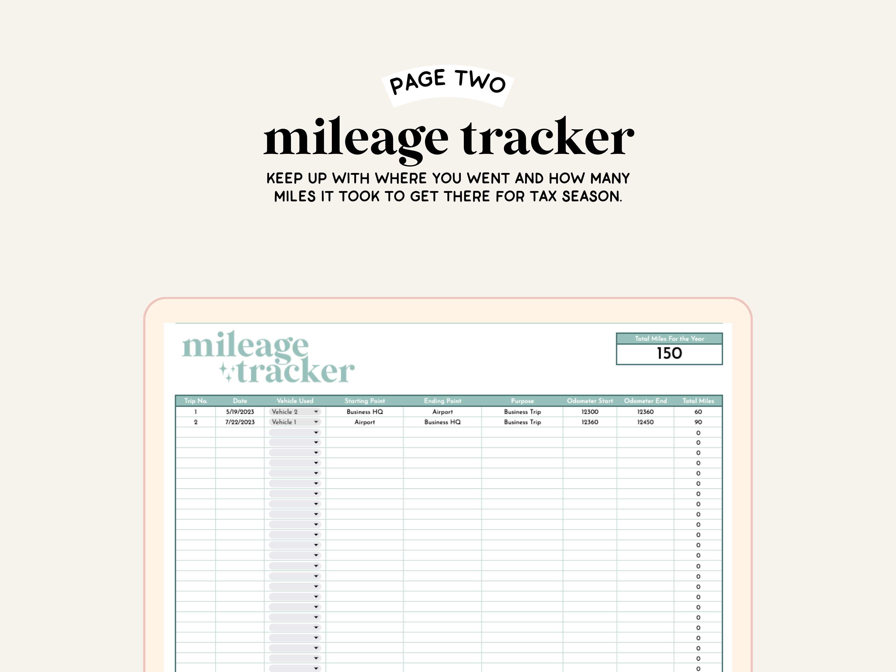 Expenses Spreadsheet | Google Sheets | Mile Tracker | Tax Deduction ...