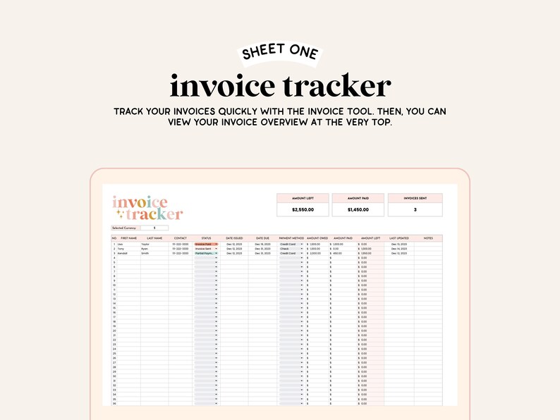 All-in-one Business Spreadsheet | Income Tracker | Expense Tracker ...