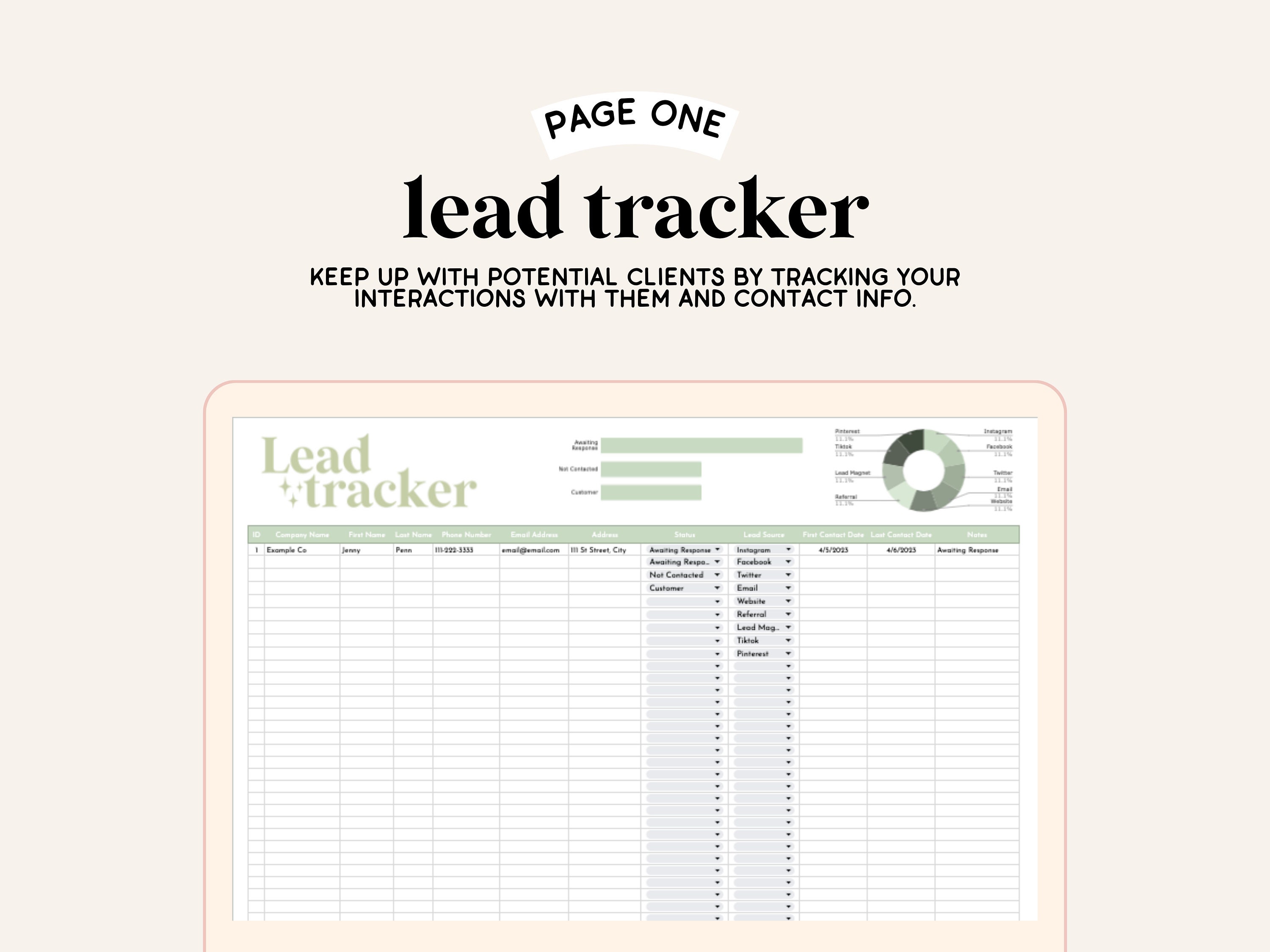 Lead Tracker Spreadsheet | Google Sheets | Client Sales Tracker | Lead ...