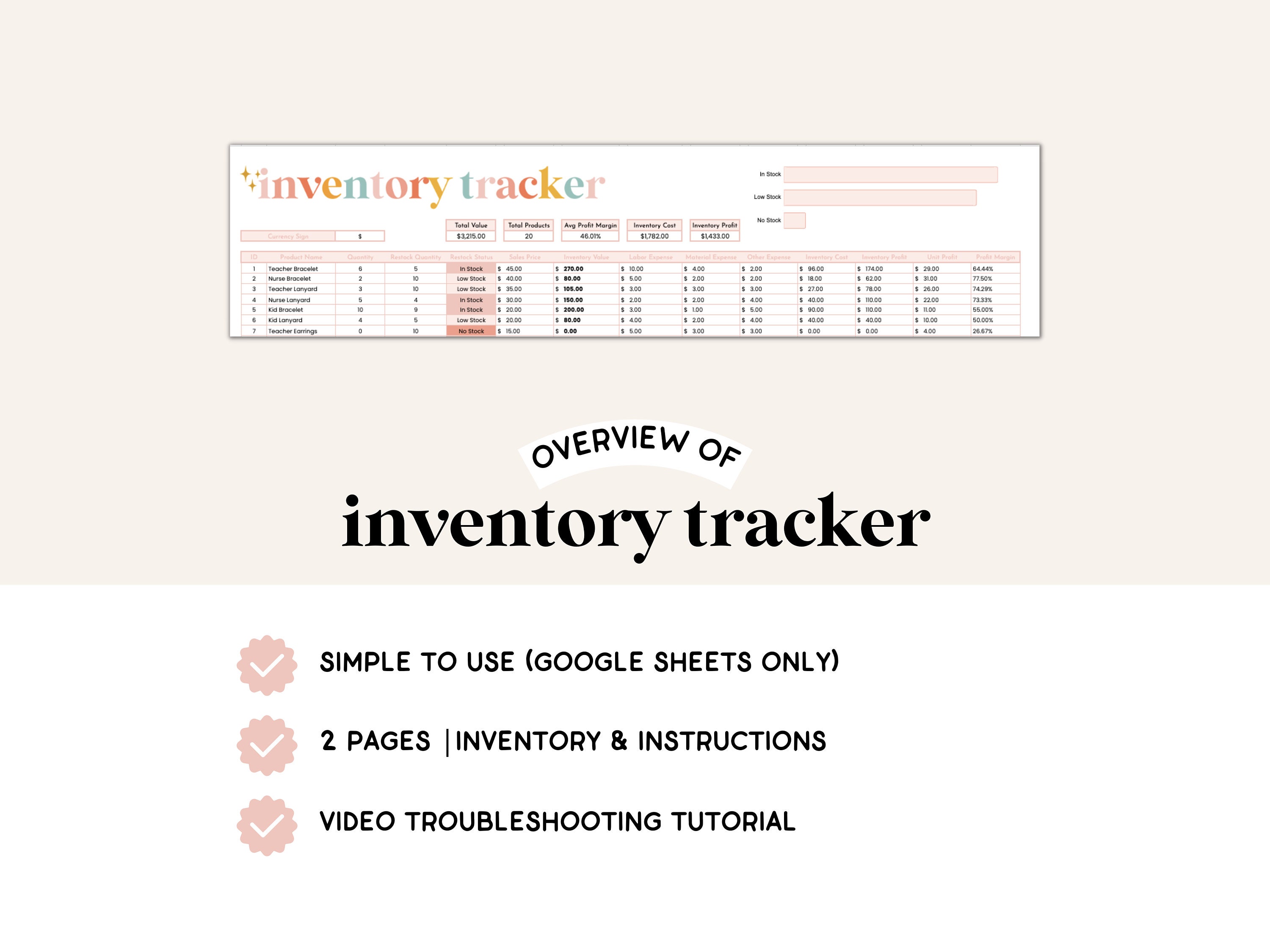 Inventory Tracker Inventory Spreadsheet Product Inventory Inventory ...
