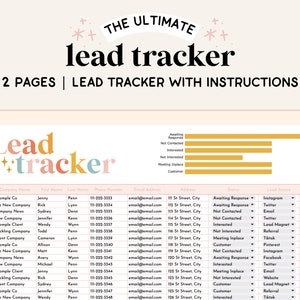 Lead Tracker Spreadsheet Google Sheets Client Sales - Etsy