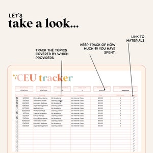 Continuing Education Spreadsheet | Google Sheets | CEU Tracker ...