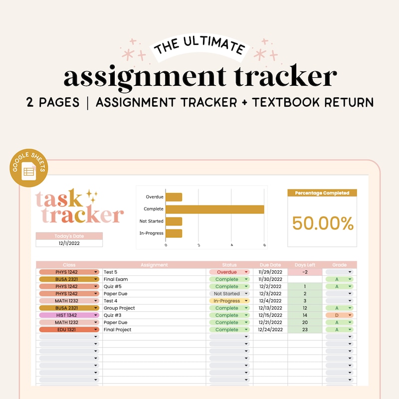 Assignment Tracker Excel - Etsy