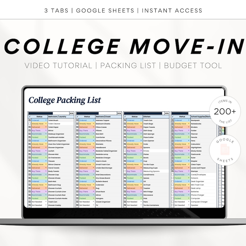 Dorm List Tracker - Etsy
