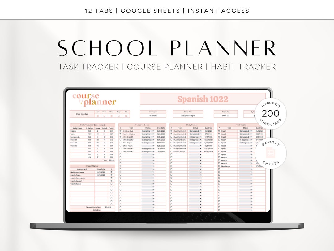 2024 College Planner Spreadsheet With Habit + Budget Tracker | Google ...