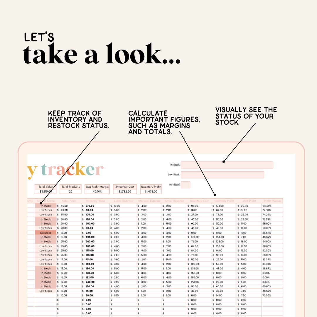 Craft Fair Tracker | Craft Vendor Spreadsheet | Craft Market Kit ...