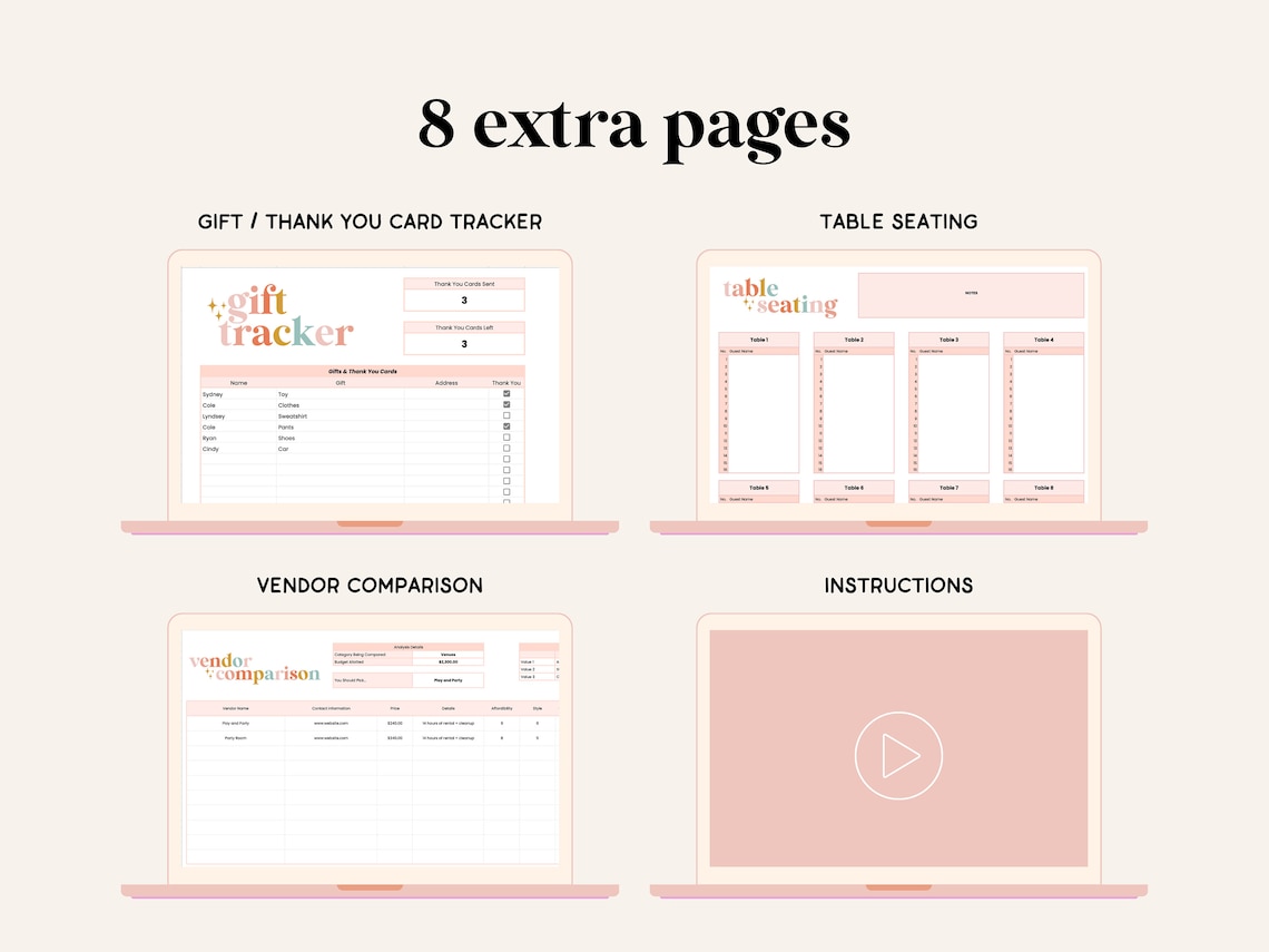 Party Planning Spreadsheet | Google Sheets Party Planner | Event ...
