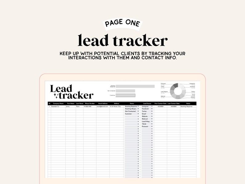 Lead Tracker Spreadsheet | Google Sheets | Client Sales Tracker | Lead ...