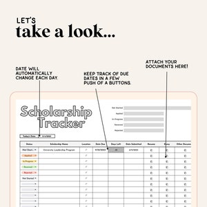 Scholarship Spreadsheet | Google Sheets | School Tracker | School ...