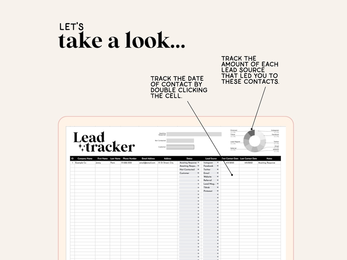 Lead Tracker Spreadsheet Google Sheets Client Sales Tracker Lead ...