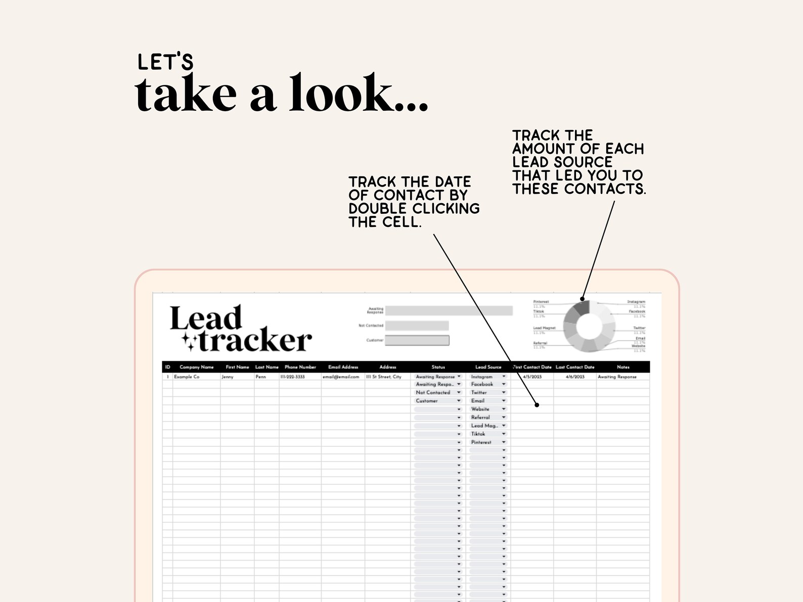 Lead Tracker Spreadsheet Google Sheets Client Sales Tracker Lead ...