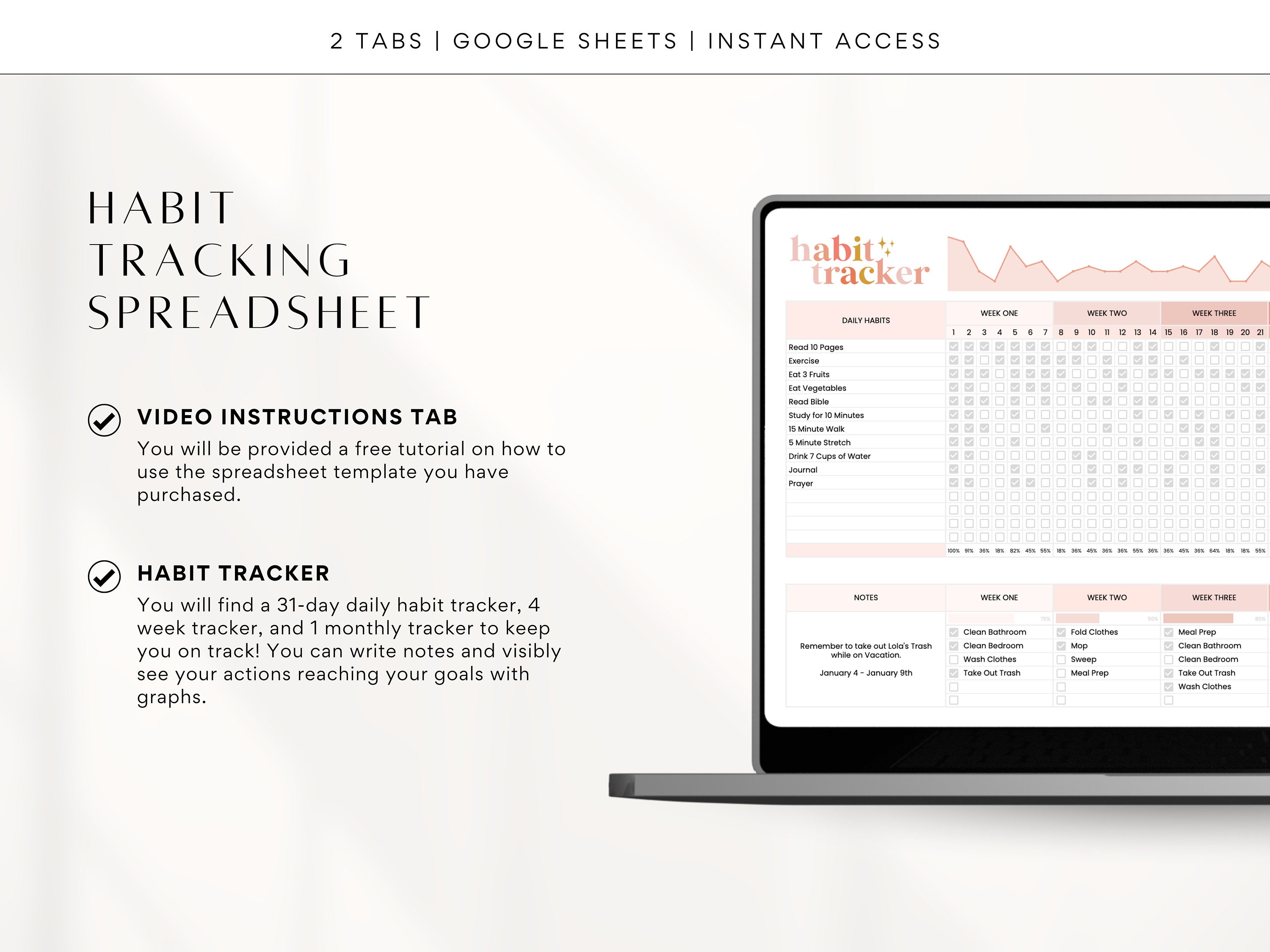 Habit Tracker Spreadsheet | Google Spreadsheet | Weekly Habit Tracker ...