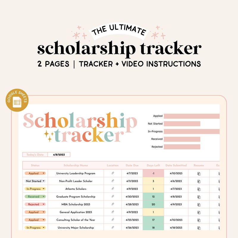 Excel College Application Tracker - Etsy