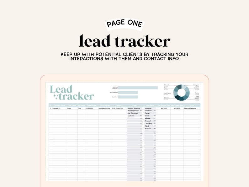 Lead Tracker Spreadsheet | Google Sheets | Client Sales Tracker | Lead ...