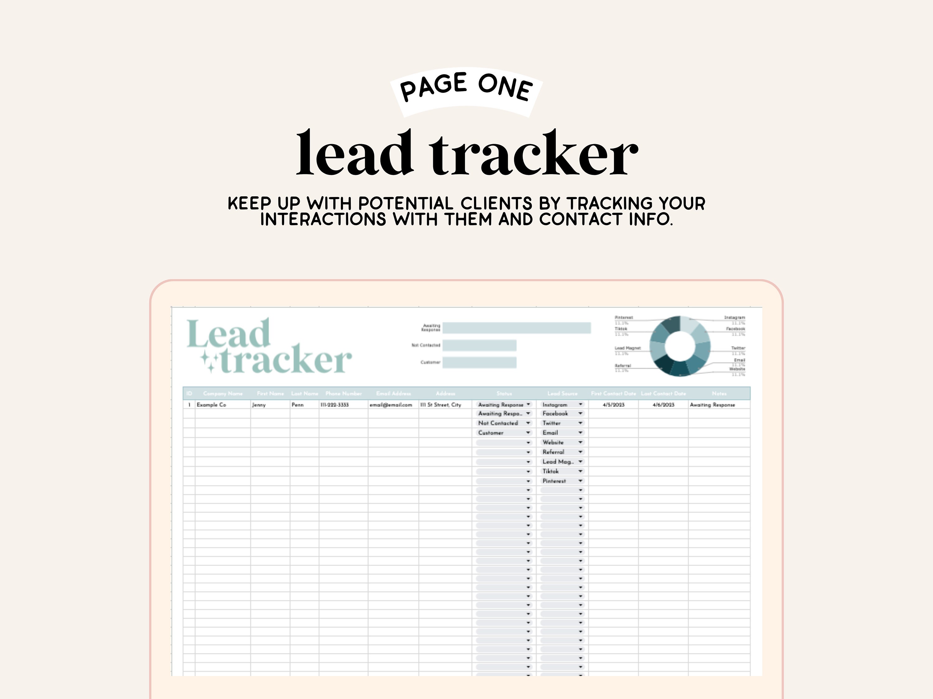 Lead Tracker Spreadsheet | Google Sheets | Client Sales Tracker | Lead ...
