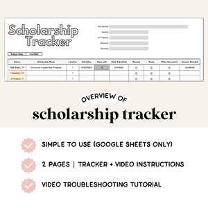 Scholarship Spreadsheet | Google Sheets | School Tracker | School ...