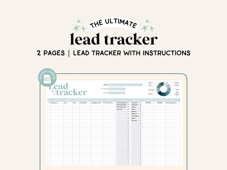 Lead Tracker Spreadsheet | Google Sheets | Client Sales Tracker | Lead ...