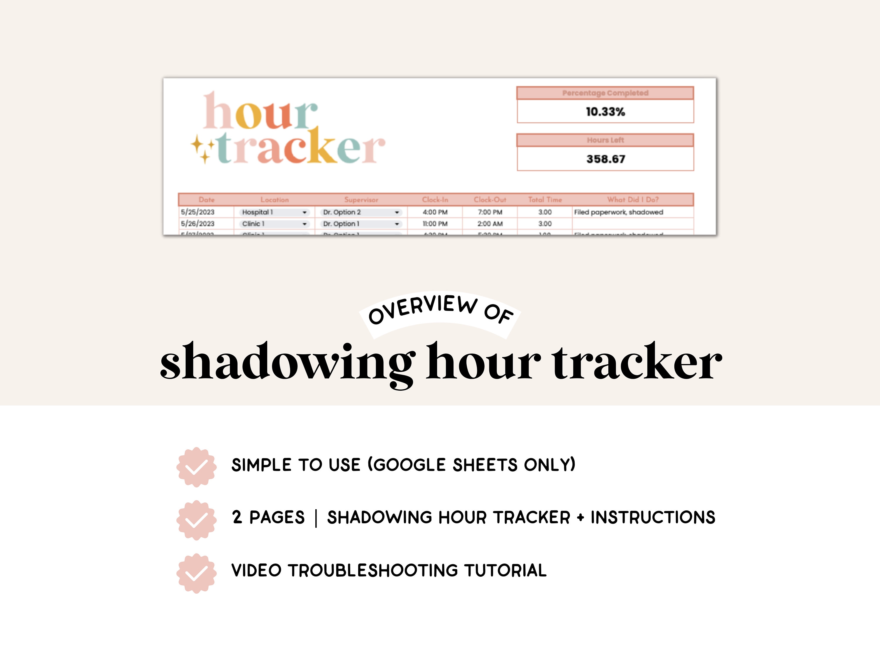 Shadowing Log Tracker | Clinical Supervision Hour Tracker | Interning ... Shadowing Log Tracker | Clinical Supervision Hour Tracker | Interning ...