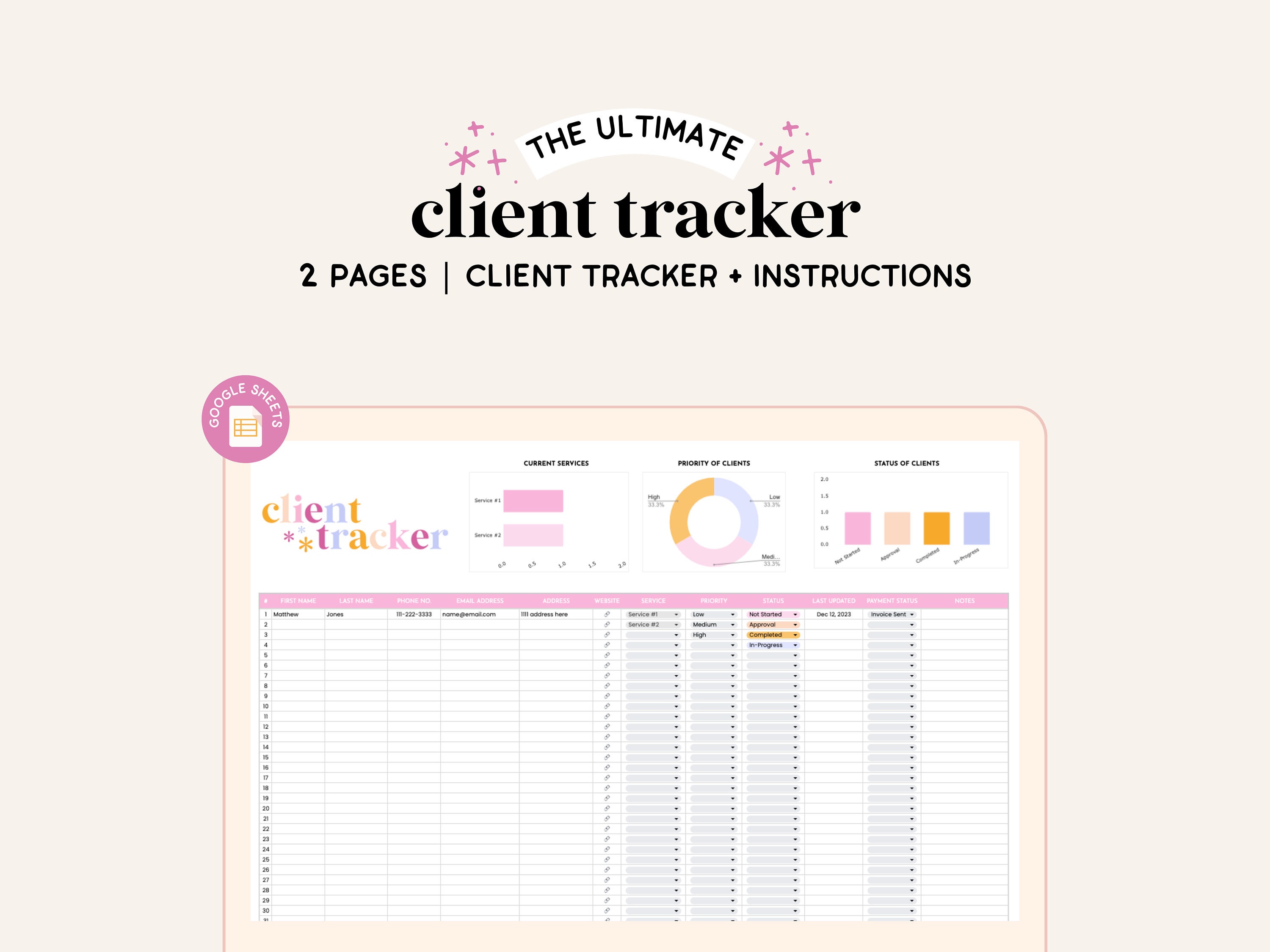 Client Spreadsheet | Client Tracker | Client Relationship Management ...