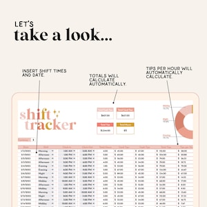 Tip Tracker Spreadsheet | Google Sheets | Shift Tracker | Income Tracker | Task Spreadsheet ...
