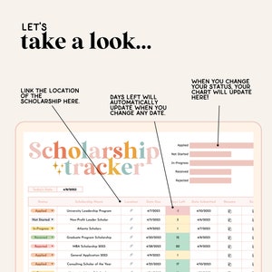 Scholarship Spreadsheet | Google Sheets | School Tracker | School ...