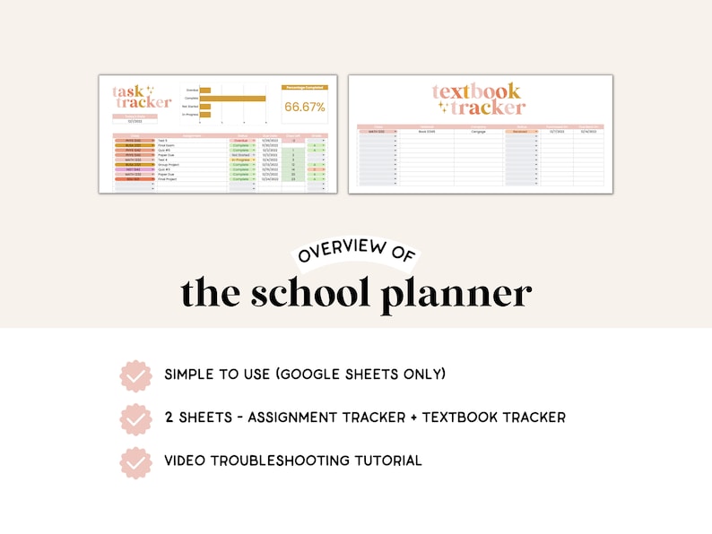 Assignment Tracker | School Spreadsheet | Google Sheets | Book Tracker ...
