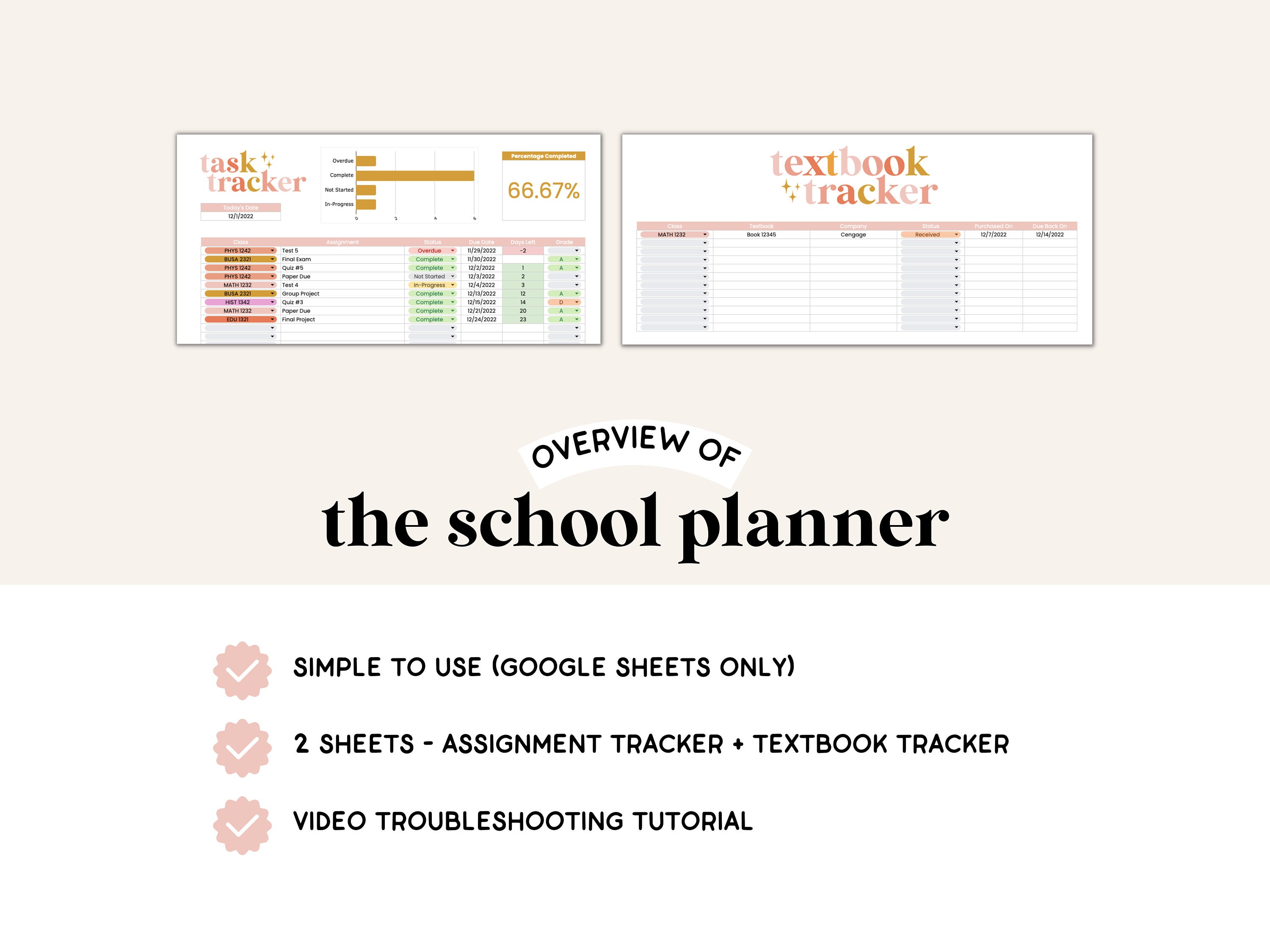 Assignment Tracker | School Spreadsheet | Google Sheets | Book Tracker ...