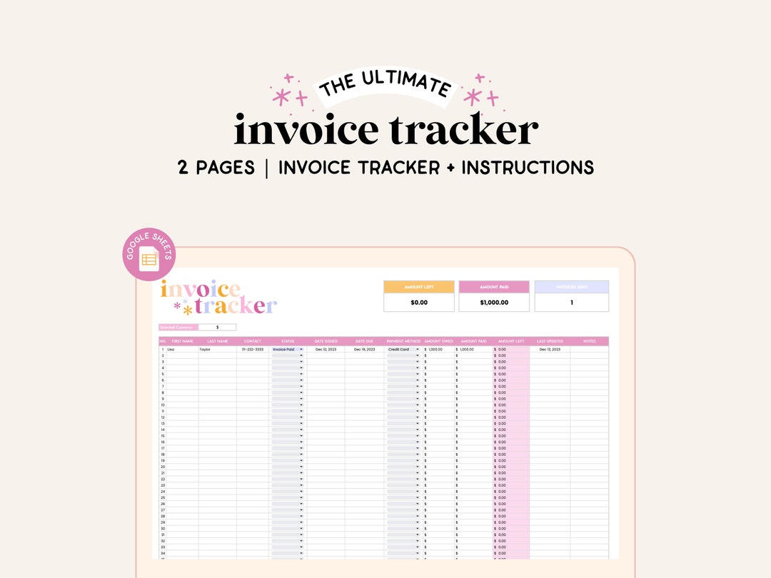 Invoice Spreadsheet | Invoice Tracker | Invoice Tracking | Invoice ...