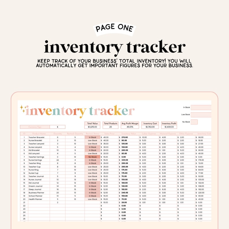 Craft Fair Tracker | Craft Vendor Spreadsheet | Craft Market Kit ...