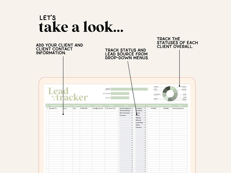 Lead Tracker Spreadsheet | Google Sheets | Client Sales Tracker | Lead ...