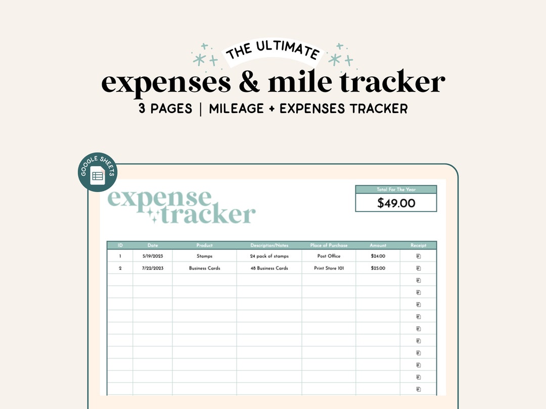 Expenses Spreadsheet | Google Sheets | Mile Tracker | Tax Deduction ...