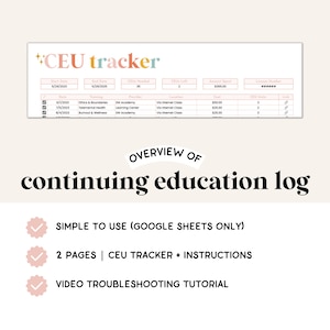 Continuing Education Spreadsheet | Google Sheets | CEU Tracker ...