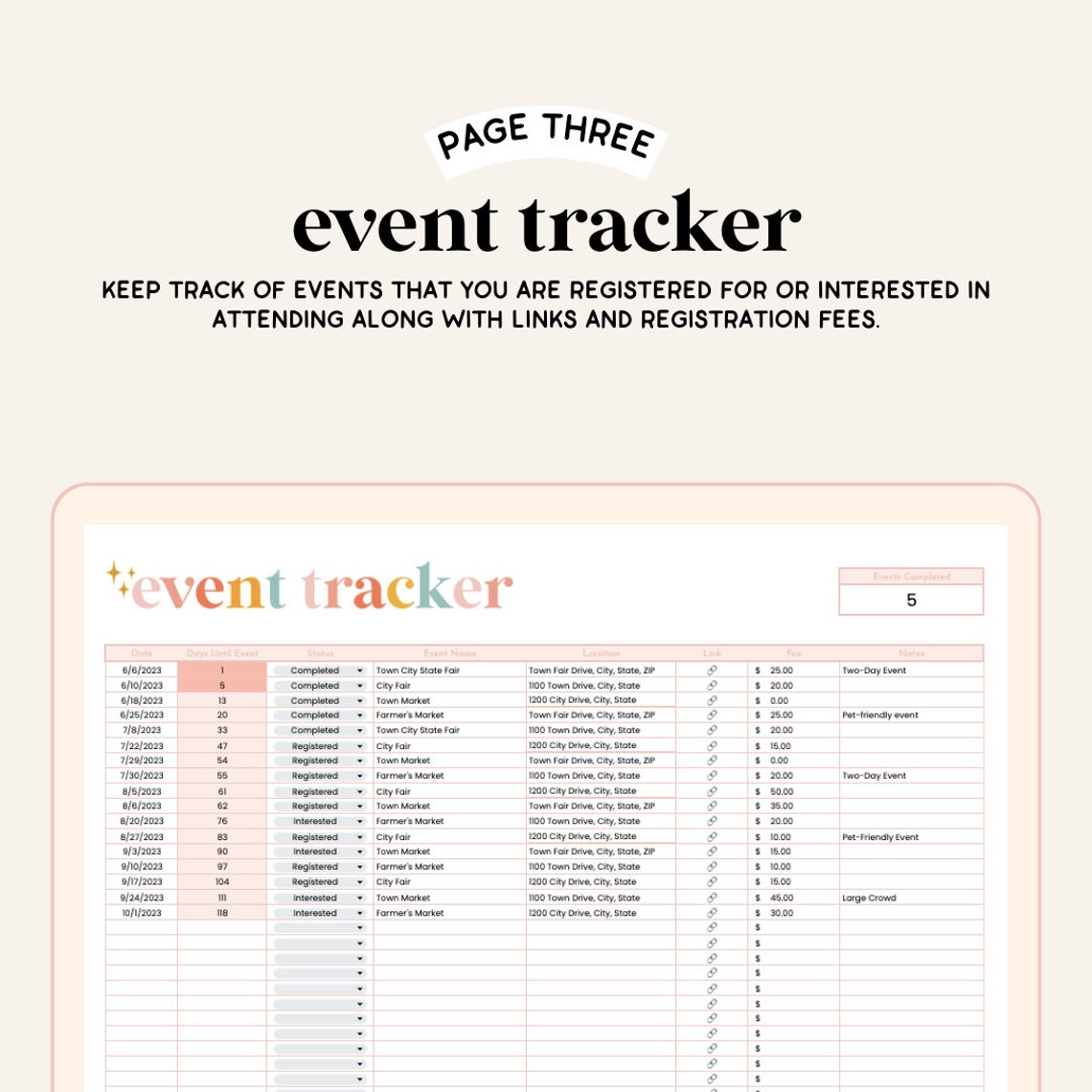 Craft Fair Tracker Craft Vendor Spreadsheet Craft Market Kit Craft Fair ...