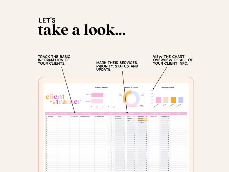 Client Spreadsheet | Client Tracker | Client Relationship Management ...