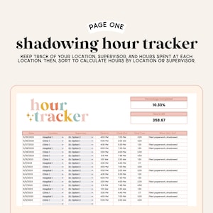 Shadowing Log Tracker | Clinical Supervision Hour Tracker | Interning ...