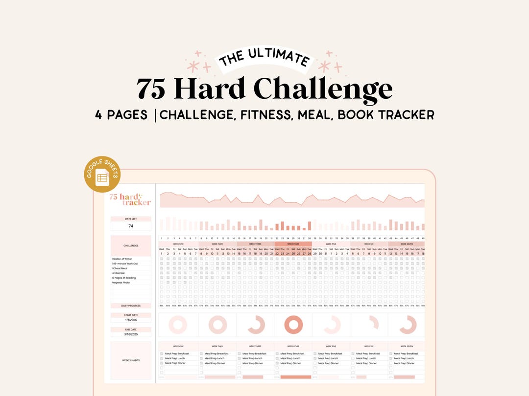 75 Hard Challenge Spreadsheet 75 Hard Tracker 75 Day Challenge Google ...