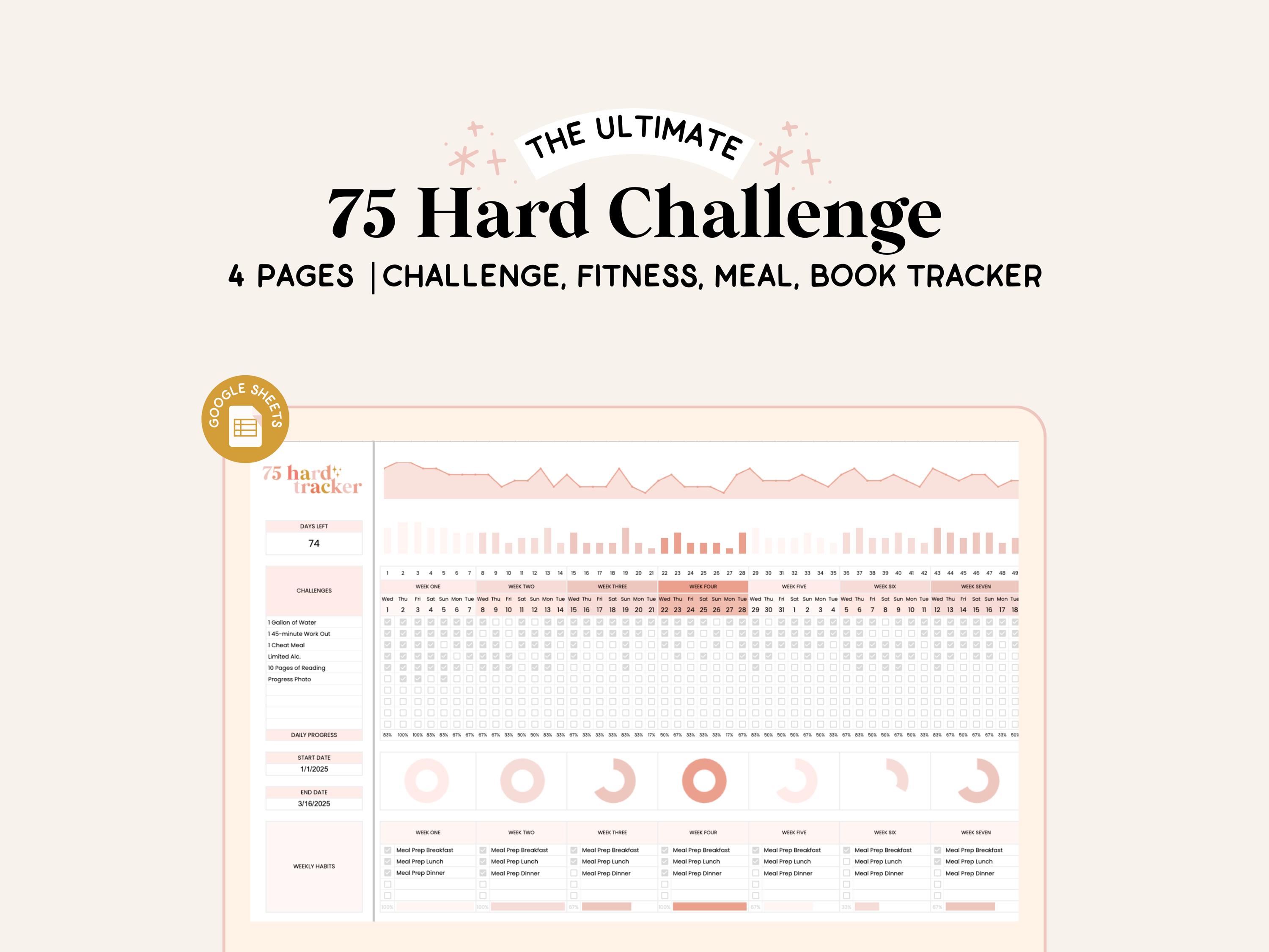 75 Hard Challenge Spreadsheet 75 Hard Tracker 75 Day Challenge Google ...